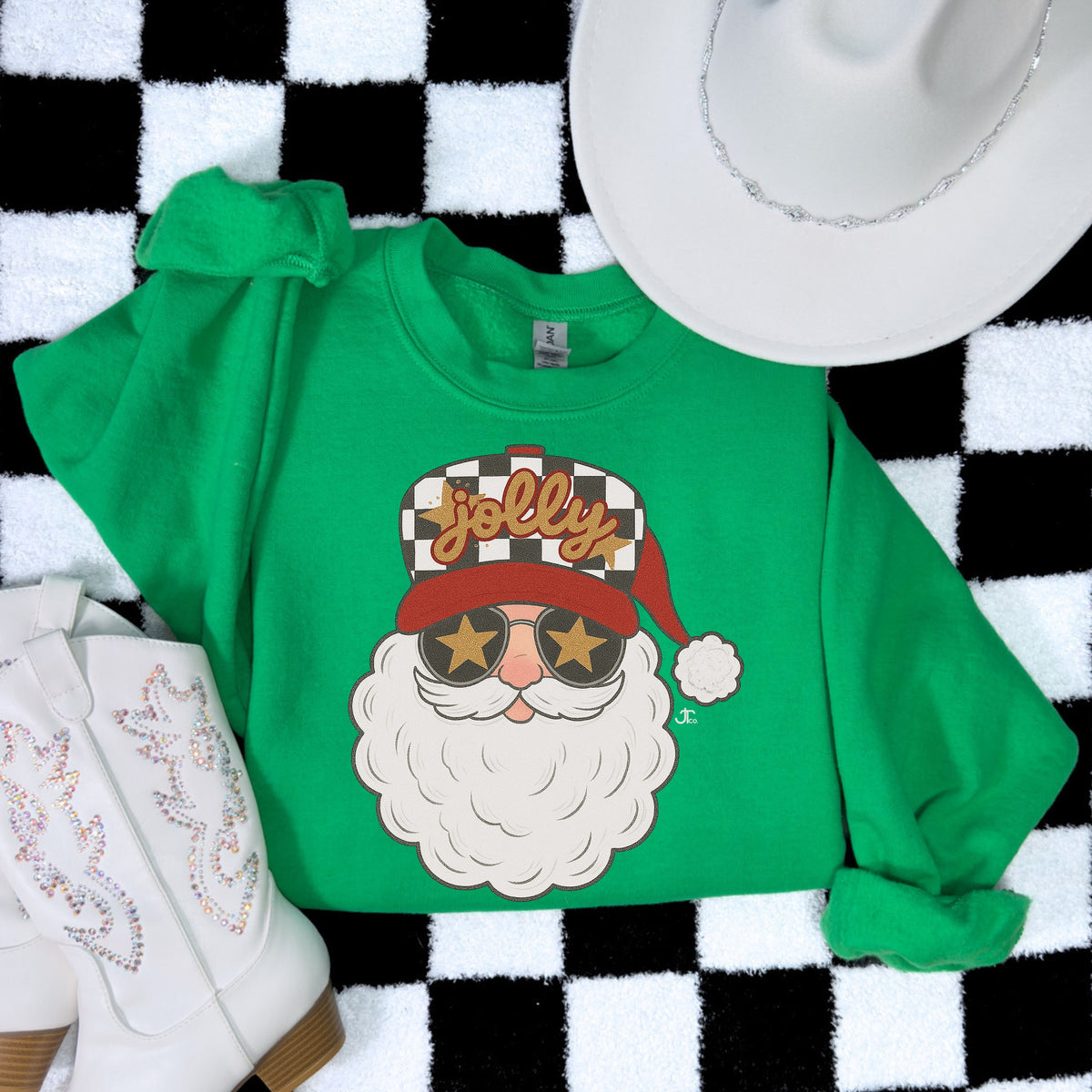 Checkered Jolly Santa – Junkie T Shirt Co.